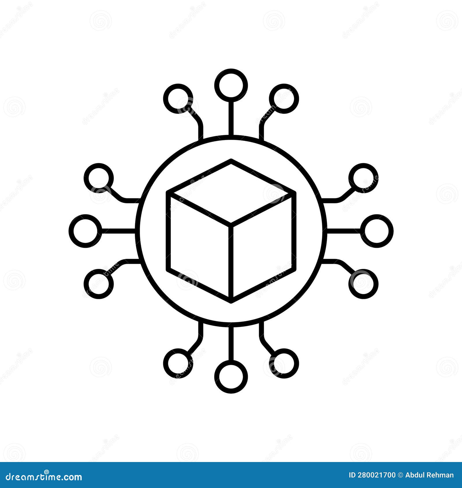 Block Network Outline with Colors Fill Vector Icon that Can Easily Edit ...