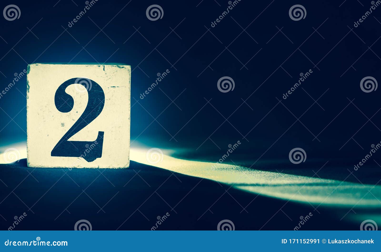 Block with Number 2, Two, Exposed on Dark Blue Background Stock Image ...