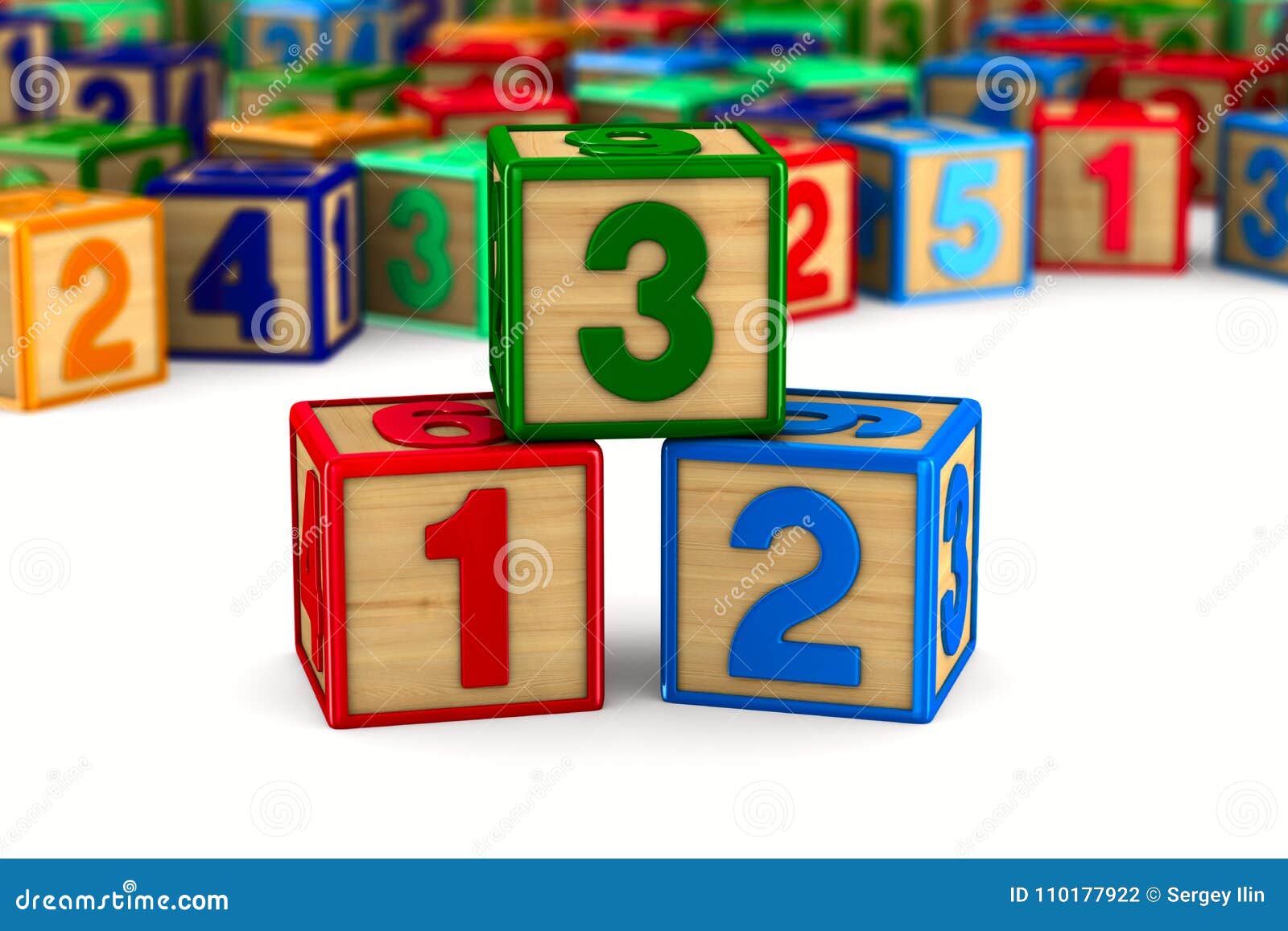 Block with Number on White Background. 3D Illustration Stock ...