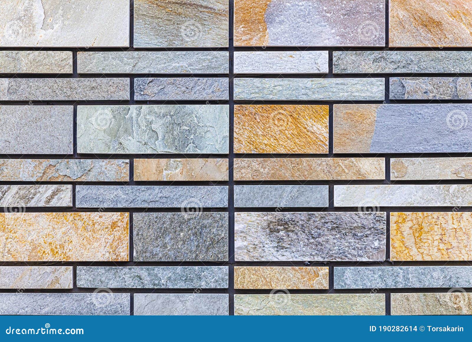 Block Pattern of Brown Stone Cladding Wall Stock Photo - Image of ...