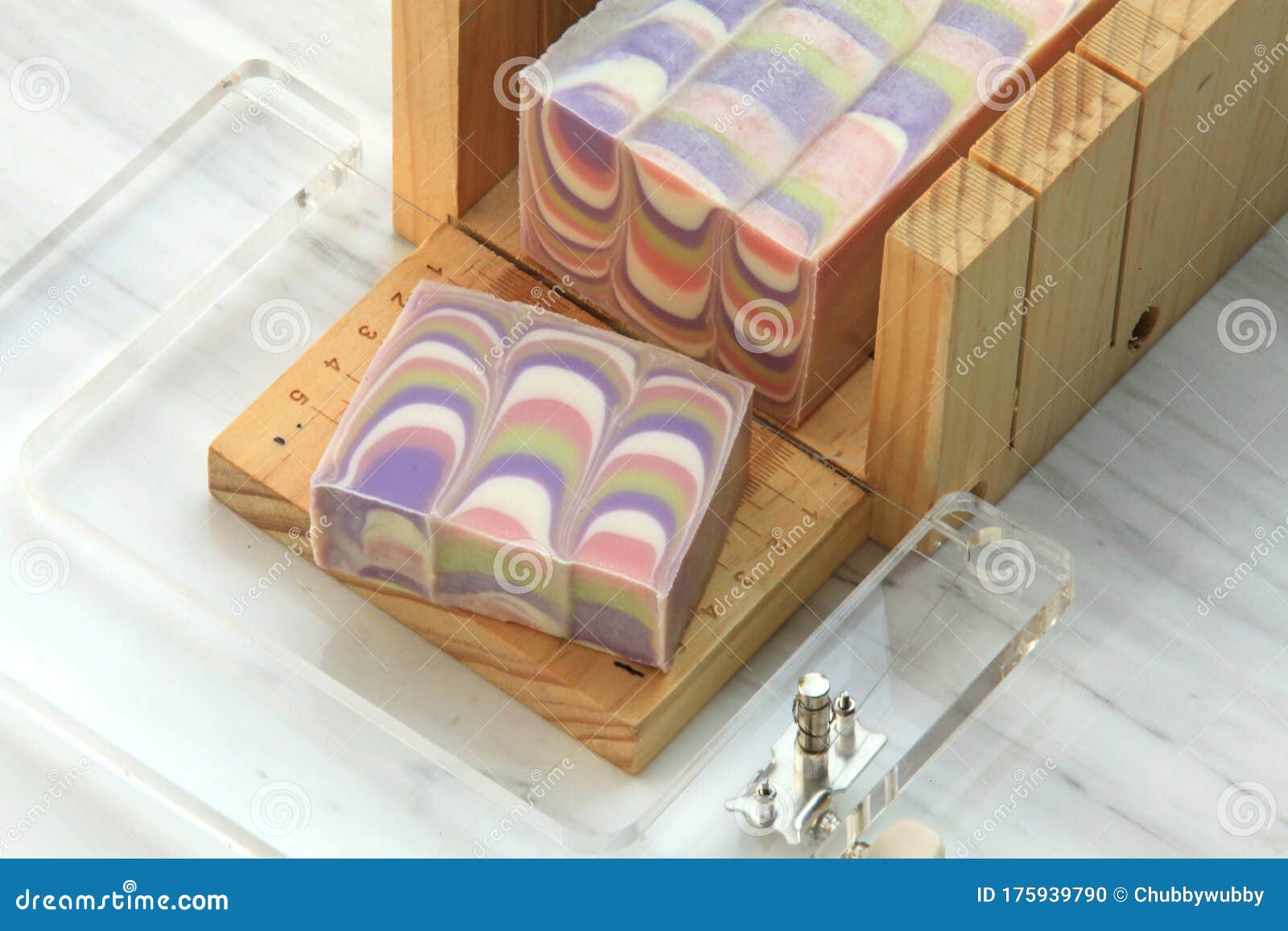 Block of Pretty Pastel Coloured Soap on Display Stock Photo - Image of ...