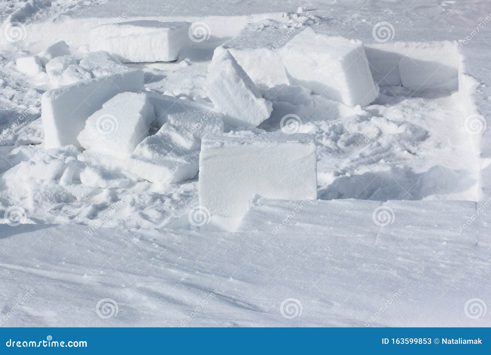 Block of Snow for Building an Igloo in a Snow Glade Stock Image - Image ...