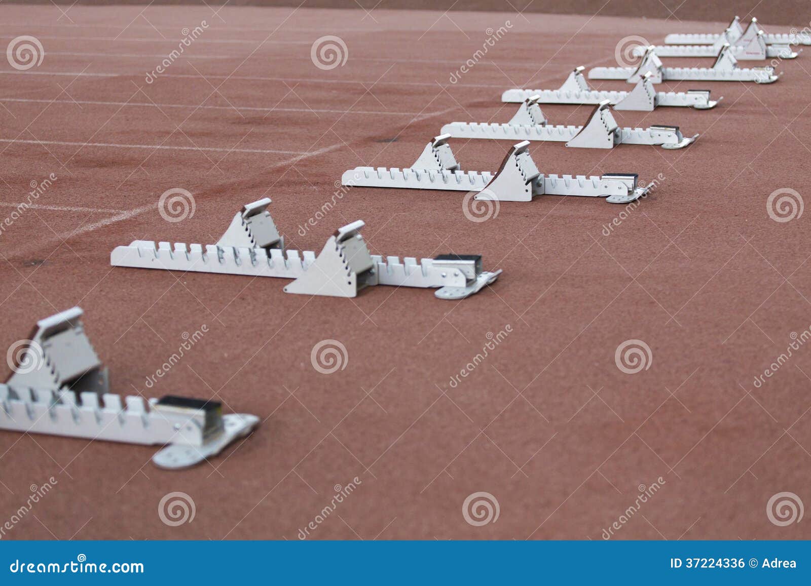 Arranged Starting Blocks on a Race Track Stock Photo - Image of stadium ...