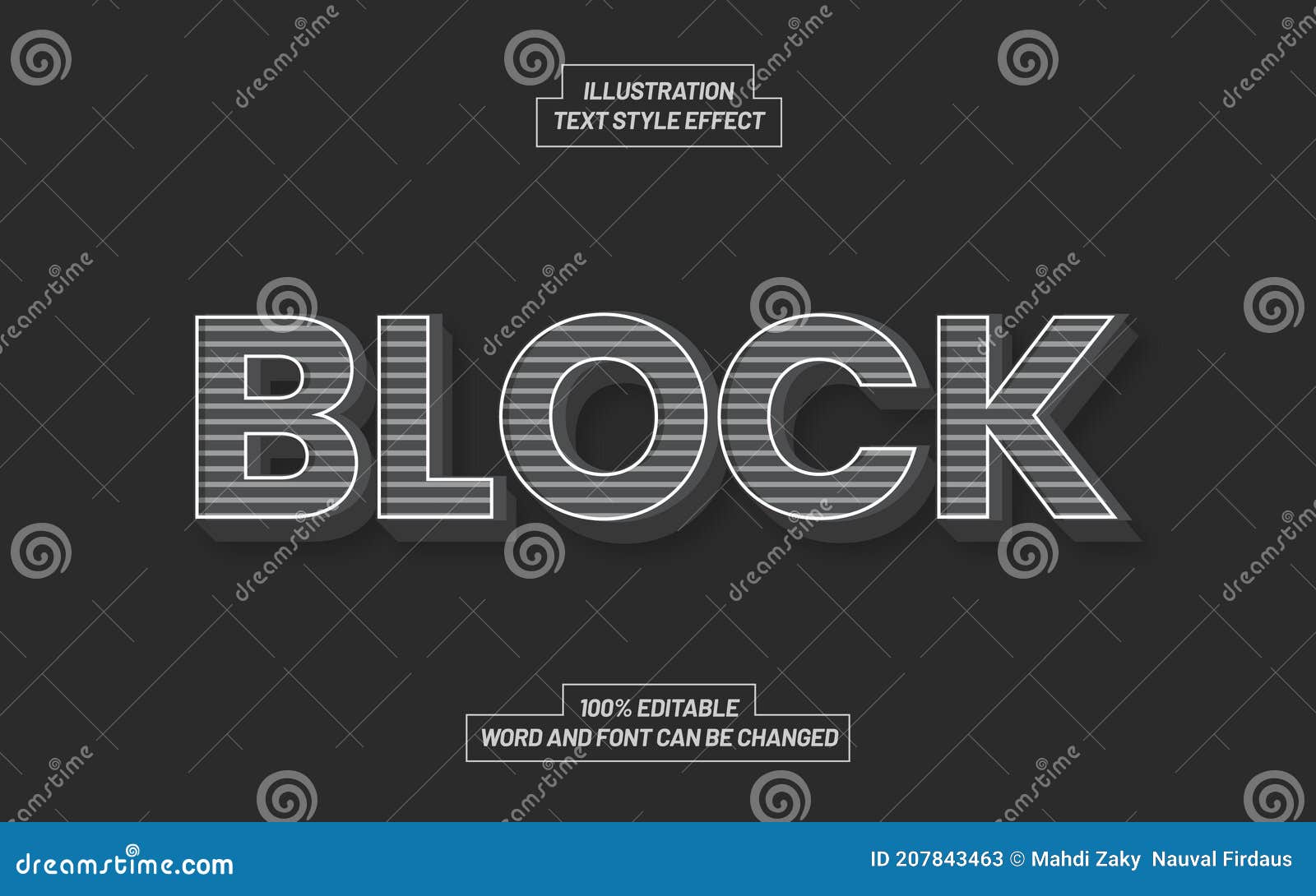 Block Stripped Black and White Text Style Effect Stock Vector ...