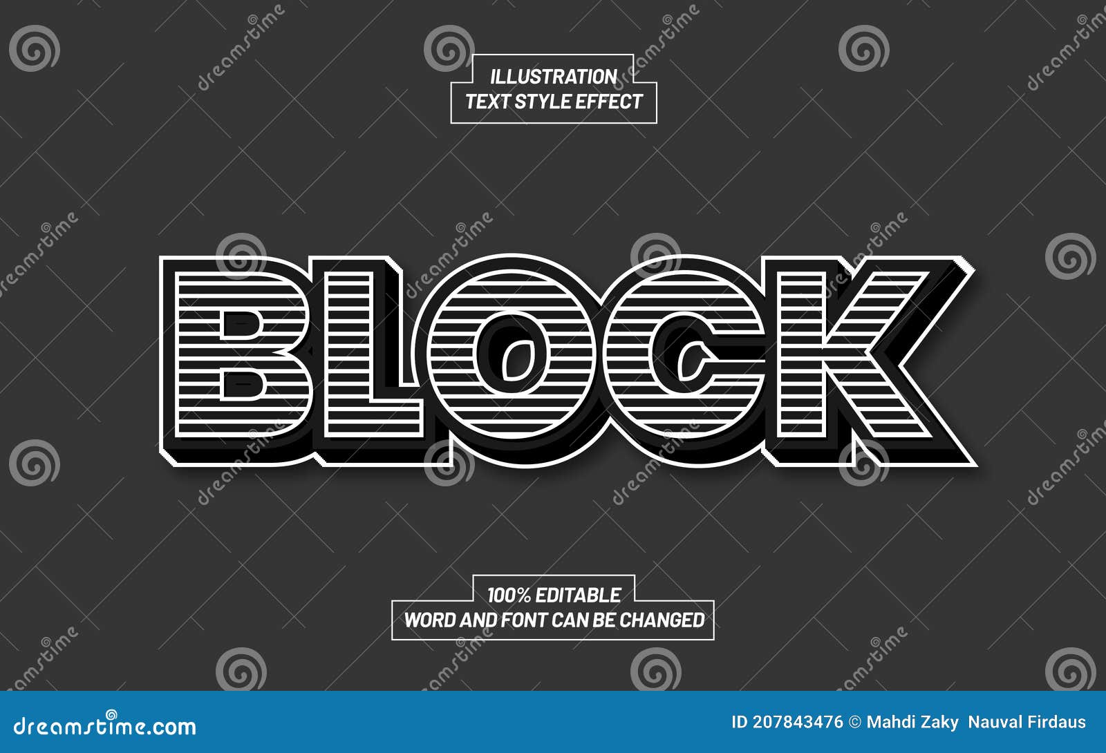 Block Stripped Black and White Text Style Effect Stock Vector ...