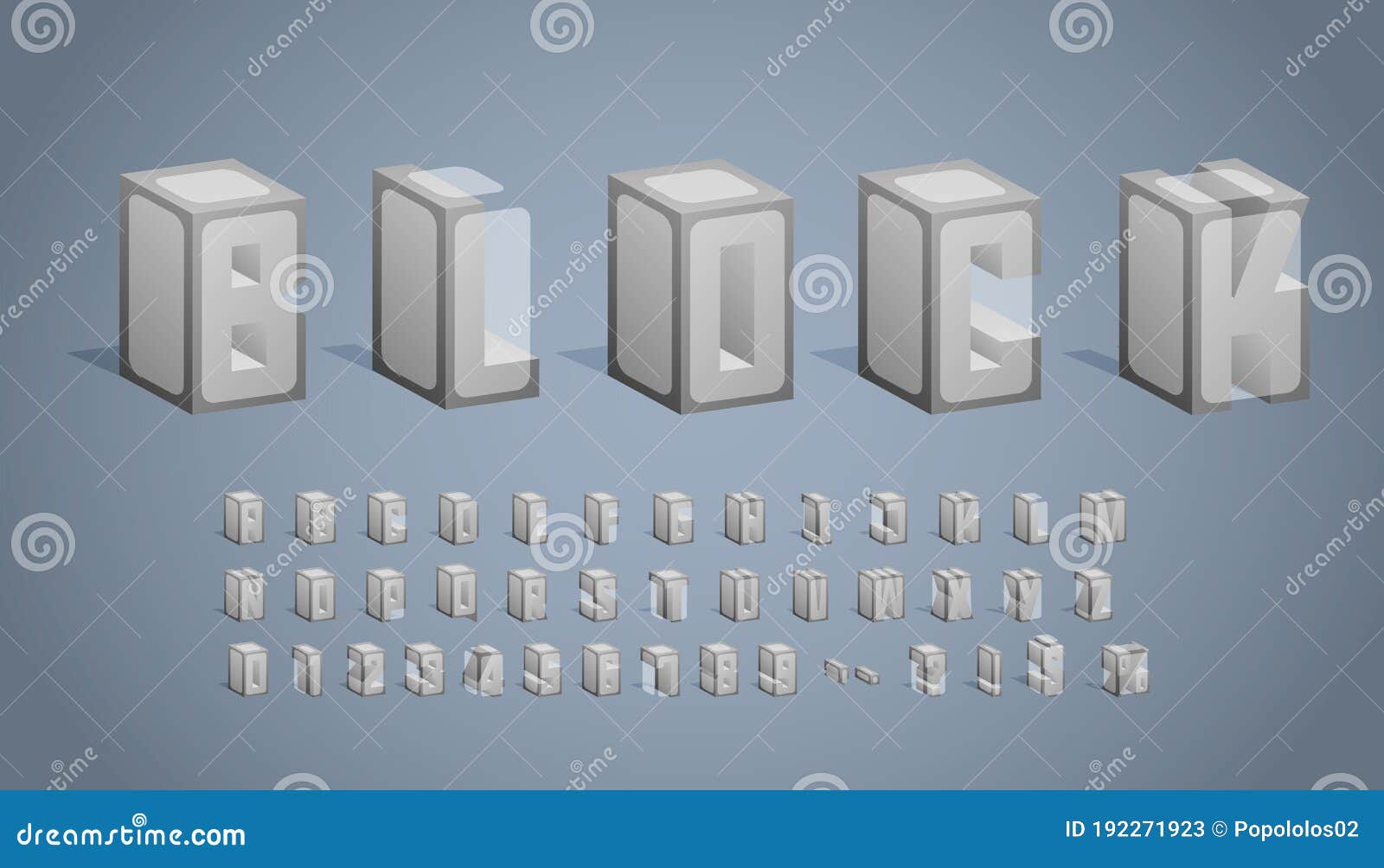 Block Style Font Design, Alphabet Letters and Numbers, Eps10 Vector ...