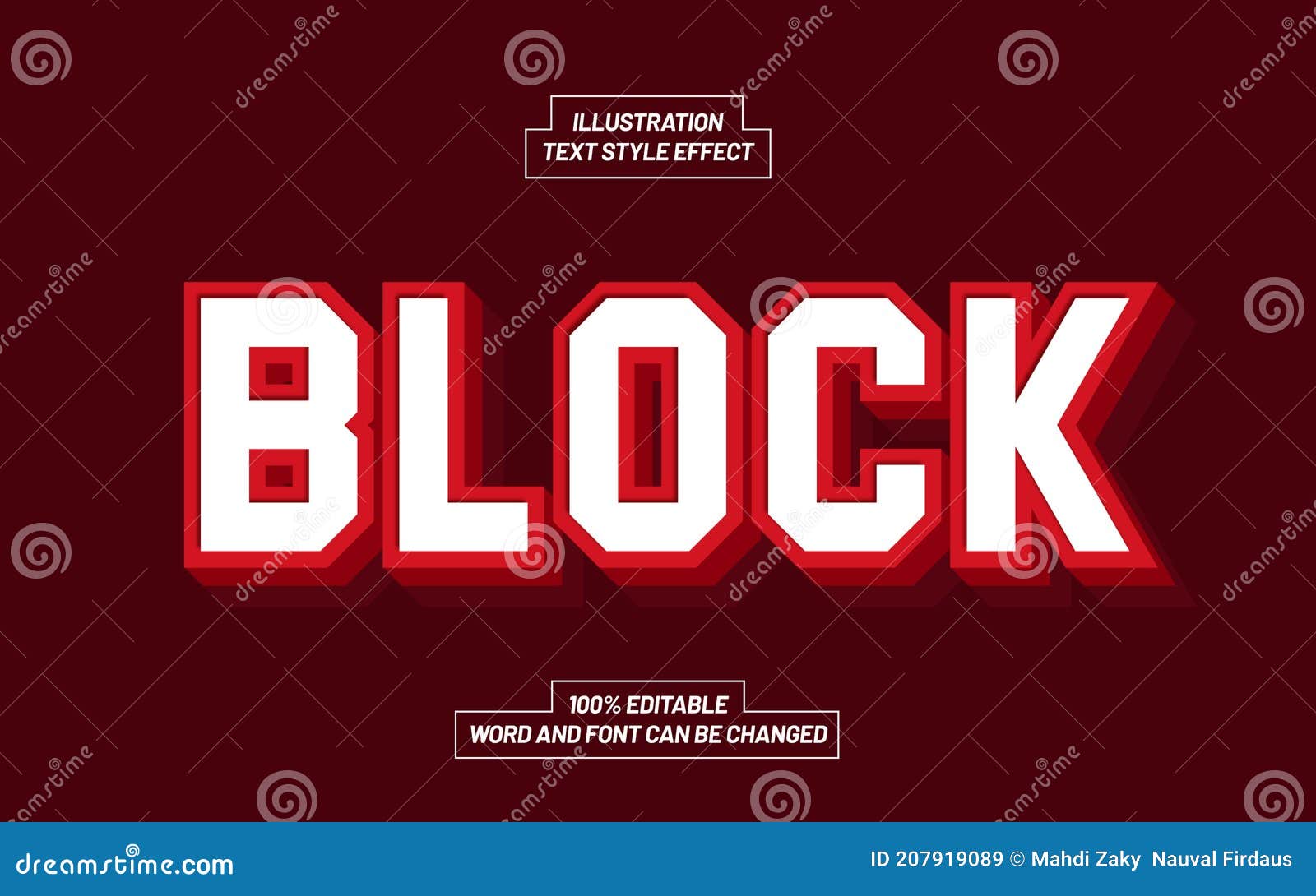 Block Red Text Style Effect Stock Vector - Illustration of frame ...