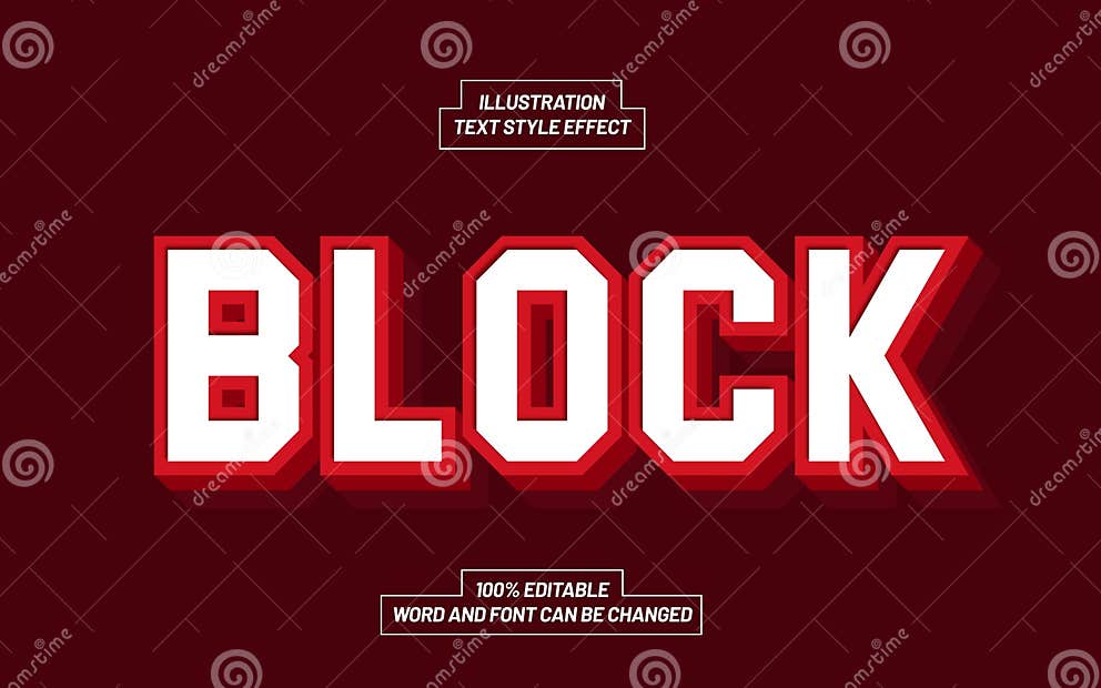Block Red Text Style Effect Stock Vector - Illustration of frame ...