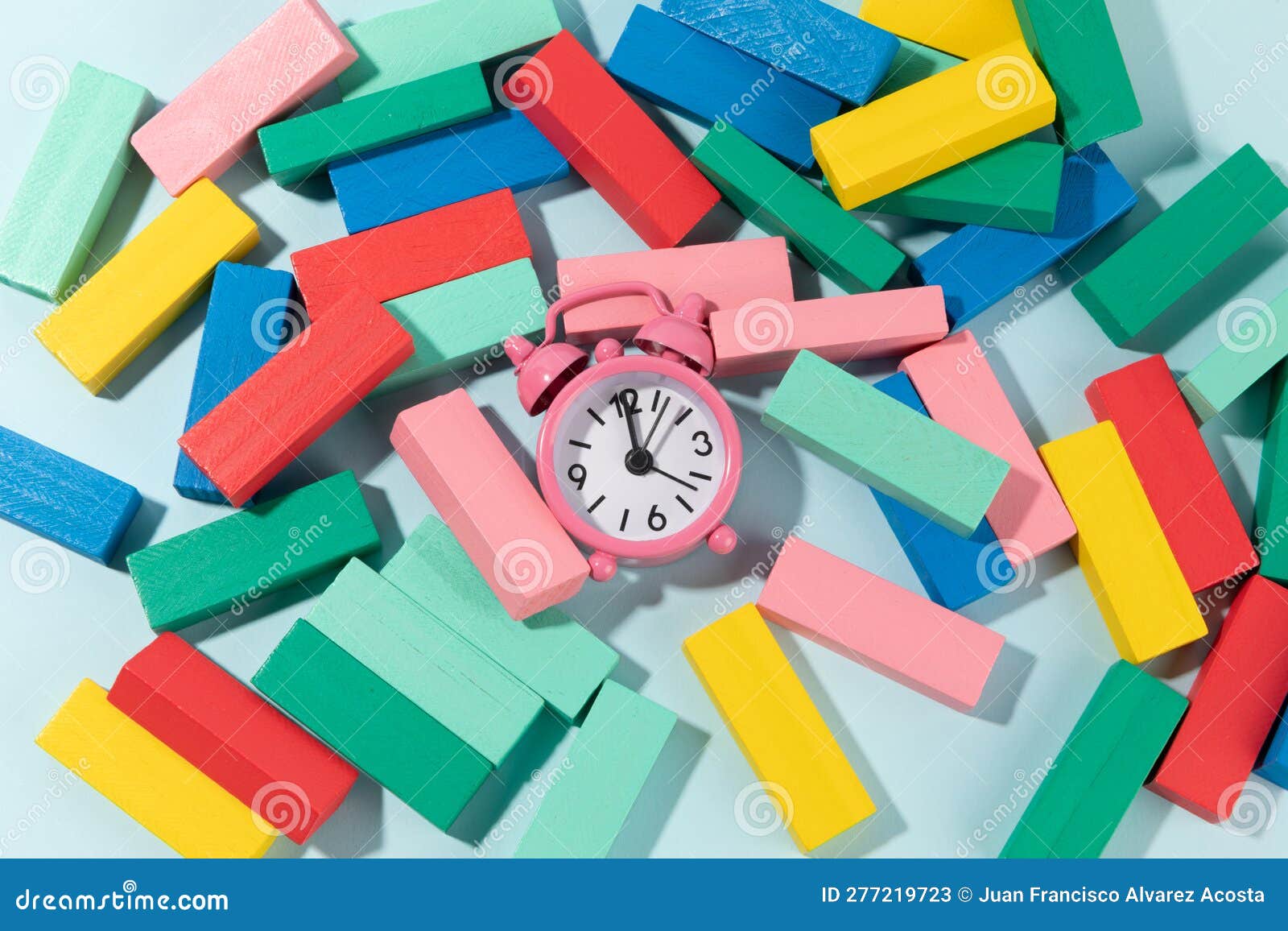 Block Tower Made of Colourfull Wooden Blocks and a Clock Stock Image ...