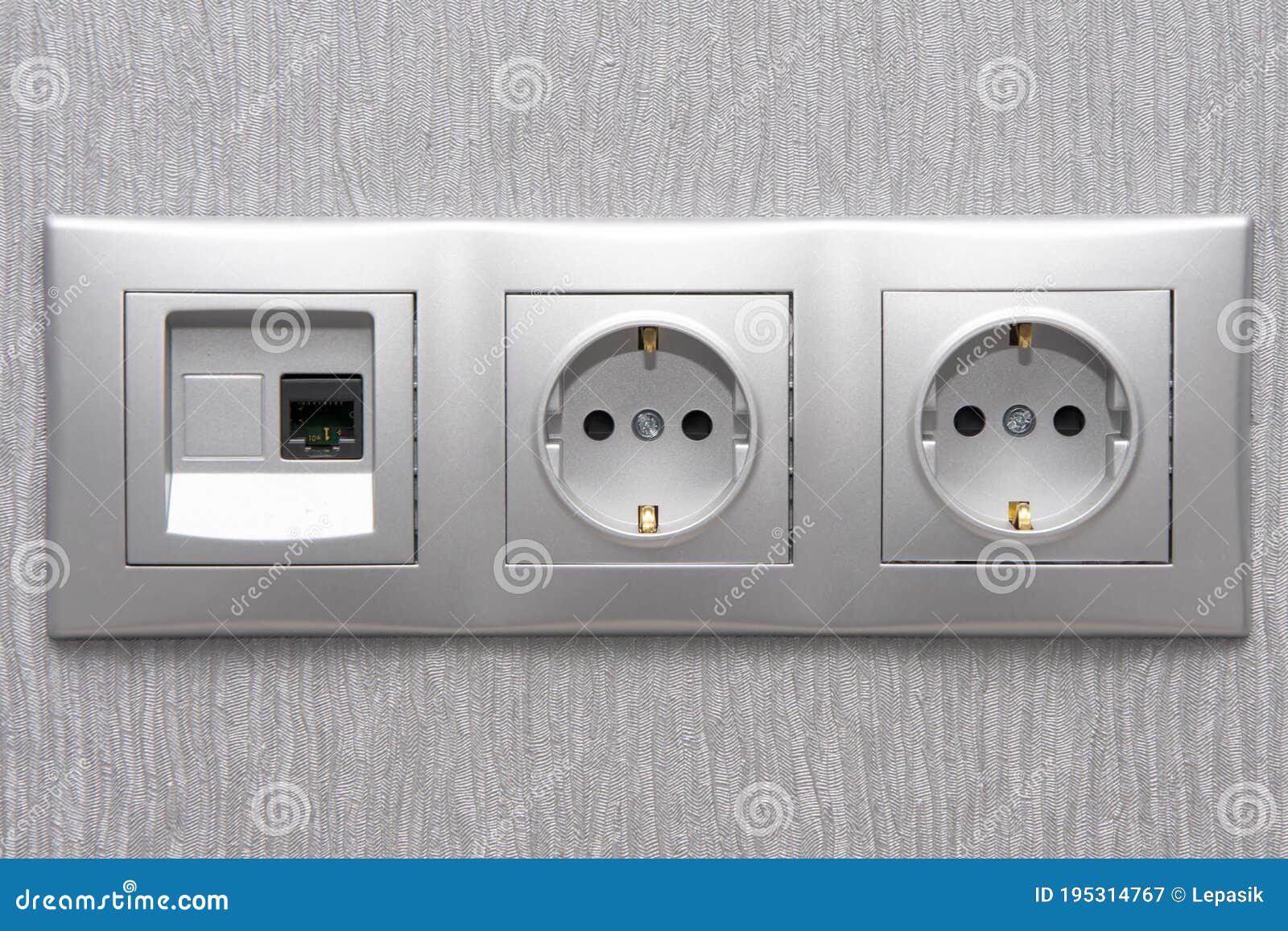 Block of Wall Electrical Outlets and Socket for Connecting To the ...
