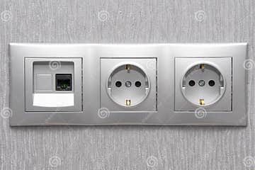 Block of Wall Electrical Outlets and Socket for Connecting To the ...