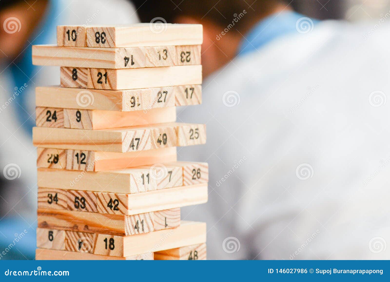 Block Wooden Game.tower from Wooden Blocks with Number Stock Photo ...