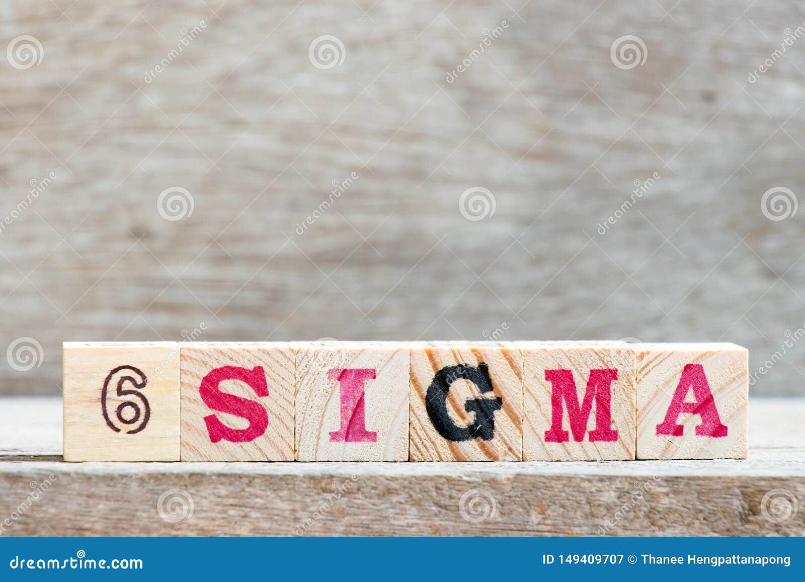 Block In Word 6 Sigma On Wood Background Stock Image - Image of lean ...