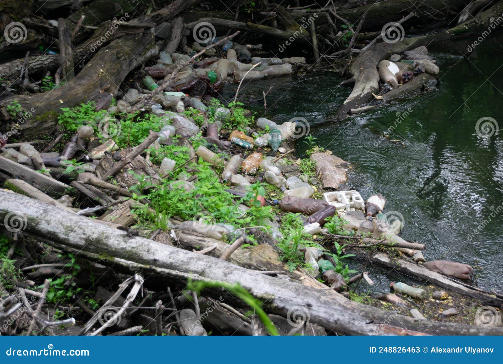 Blockage from Garbage in the River, Environmental Pollution Stock Image ...