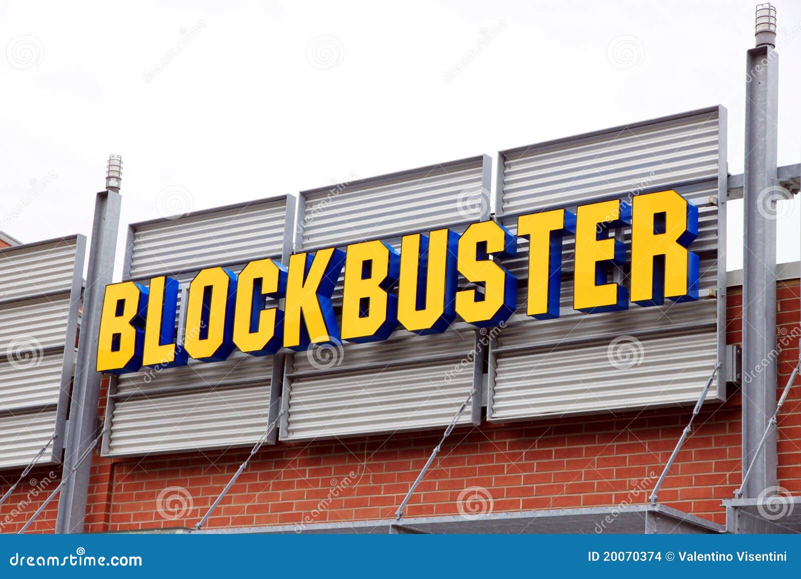 Sign For Blockbuster Video Movie Rental Store. Close Up View, Overcast ...