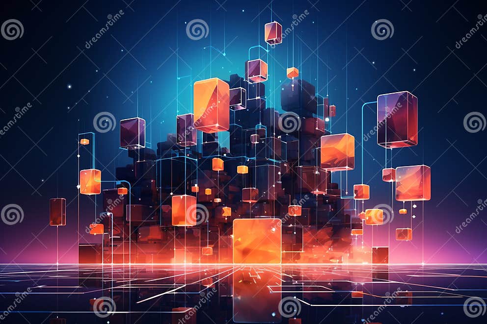 Blockchain Applications and Technological Advancements, Flat Design ...