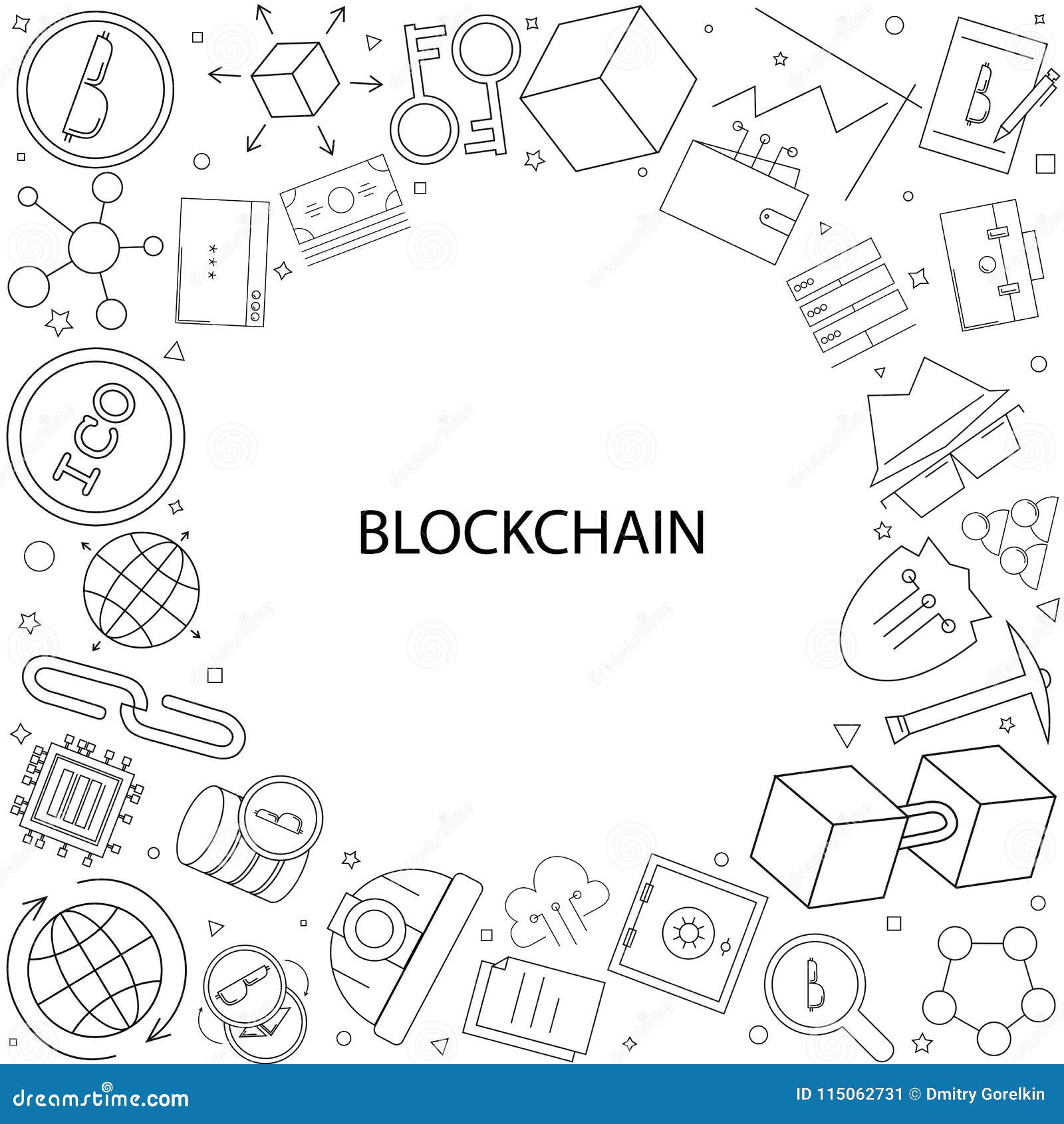 Blockchain Background from Line Icon Stock Vector - Illustration of ...