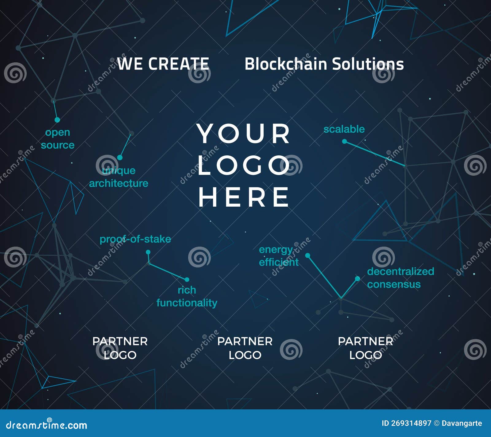 Blockchain Banner, Card, Display, Neural Network Background, Creative ...