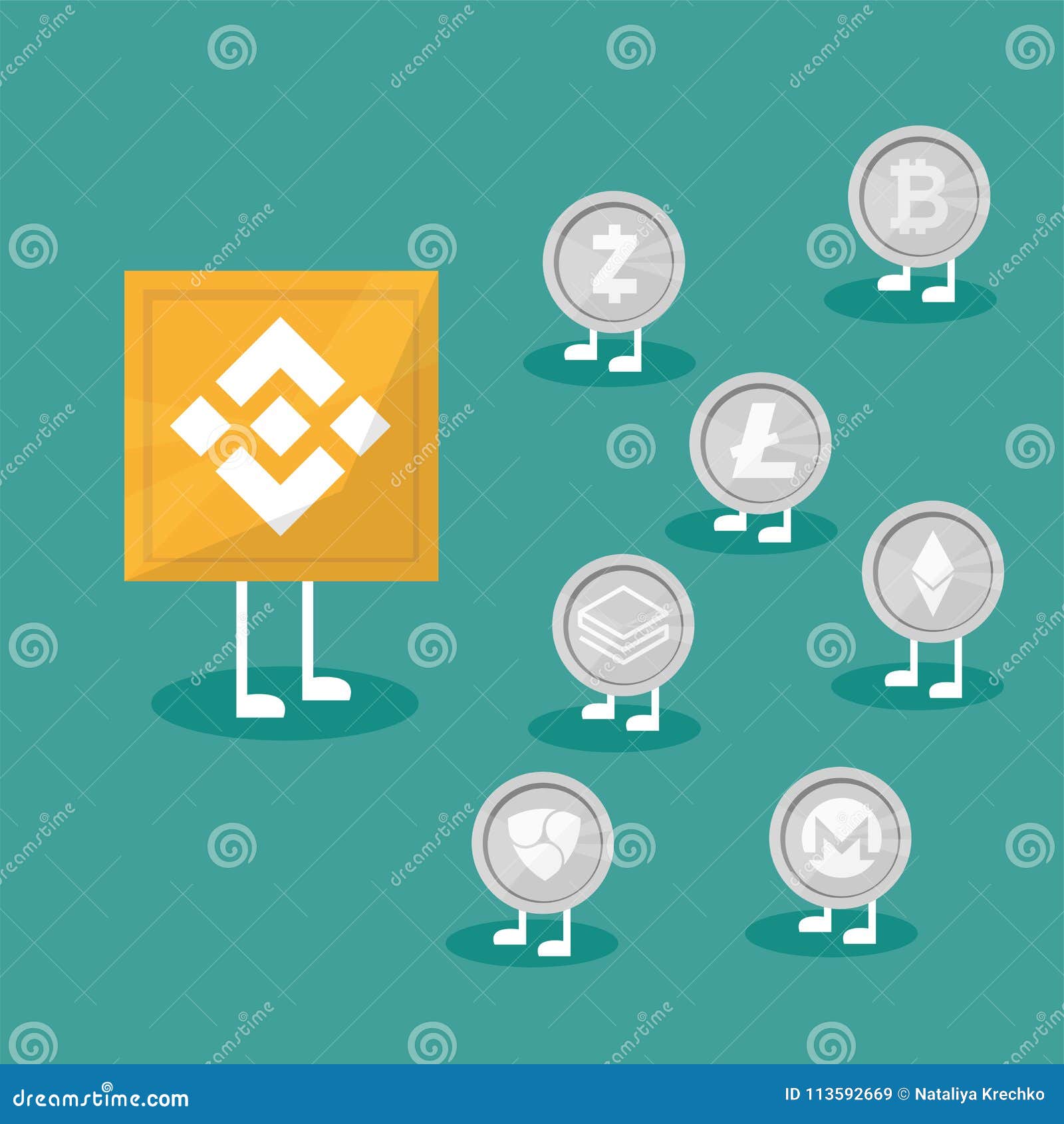 Blockchain Binance - Cryptocurrency Exchange Technology In Flat Design ...