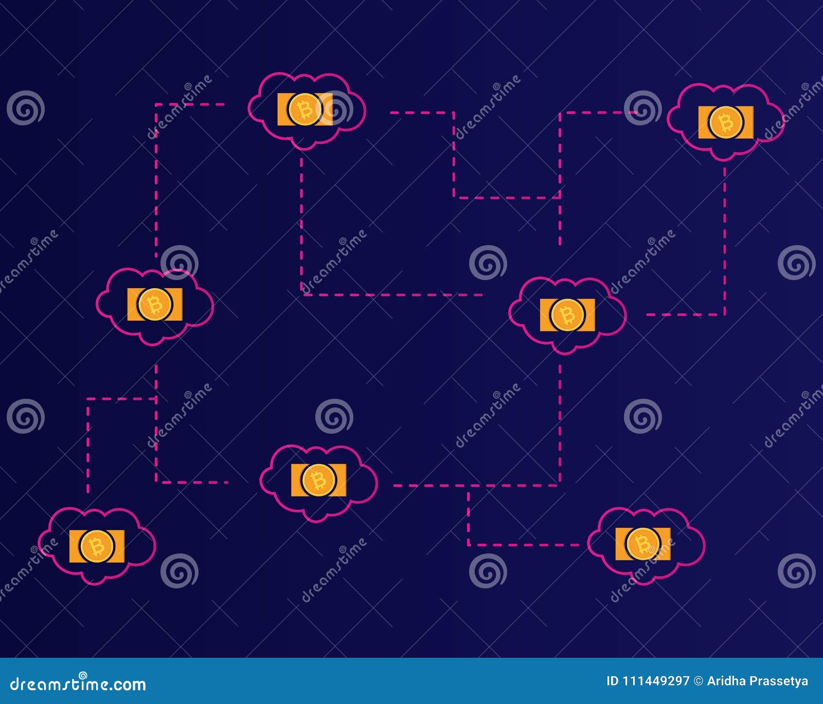 Blockchain Bitcoin Cash Network Cloud Background Collection Editorial ...