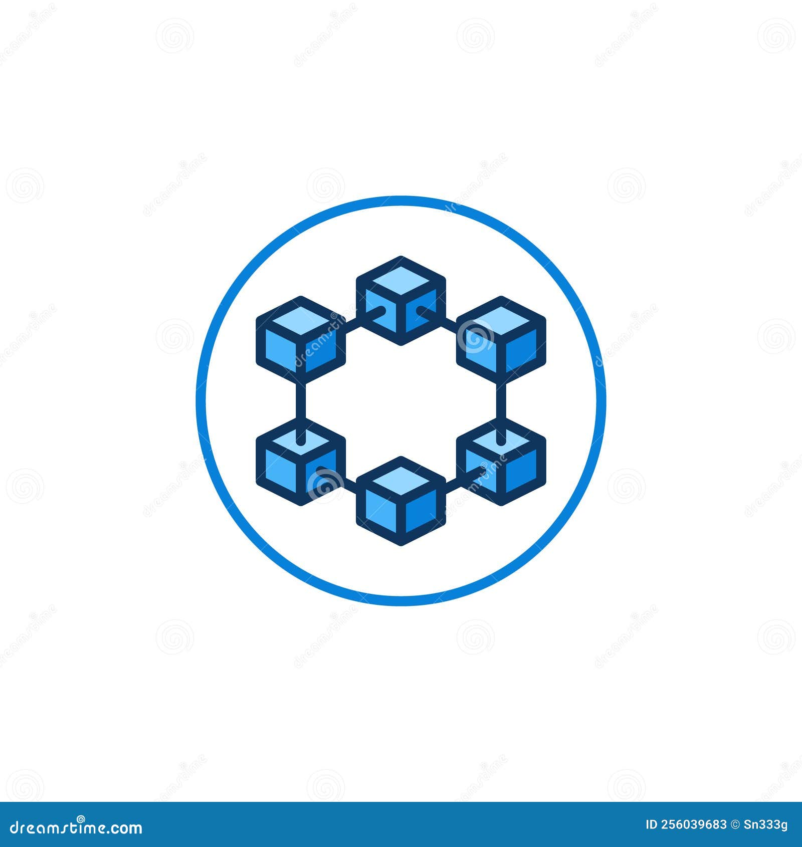 Blockchain with 6 Blocks in Circle Vector Blue Icon. Block Chain Round ... Blockchain with 6 Blocks in Circle Vector Blue Icon. Block Chain Round ...