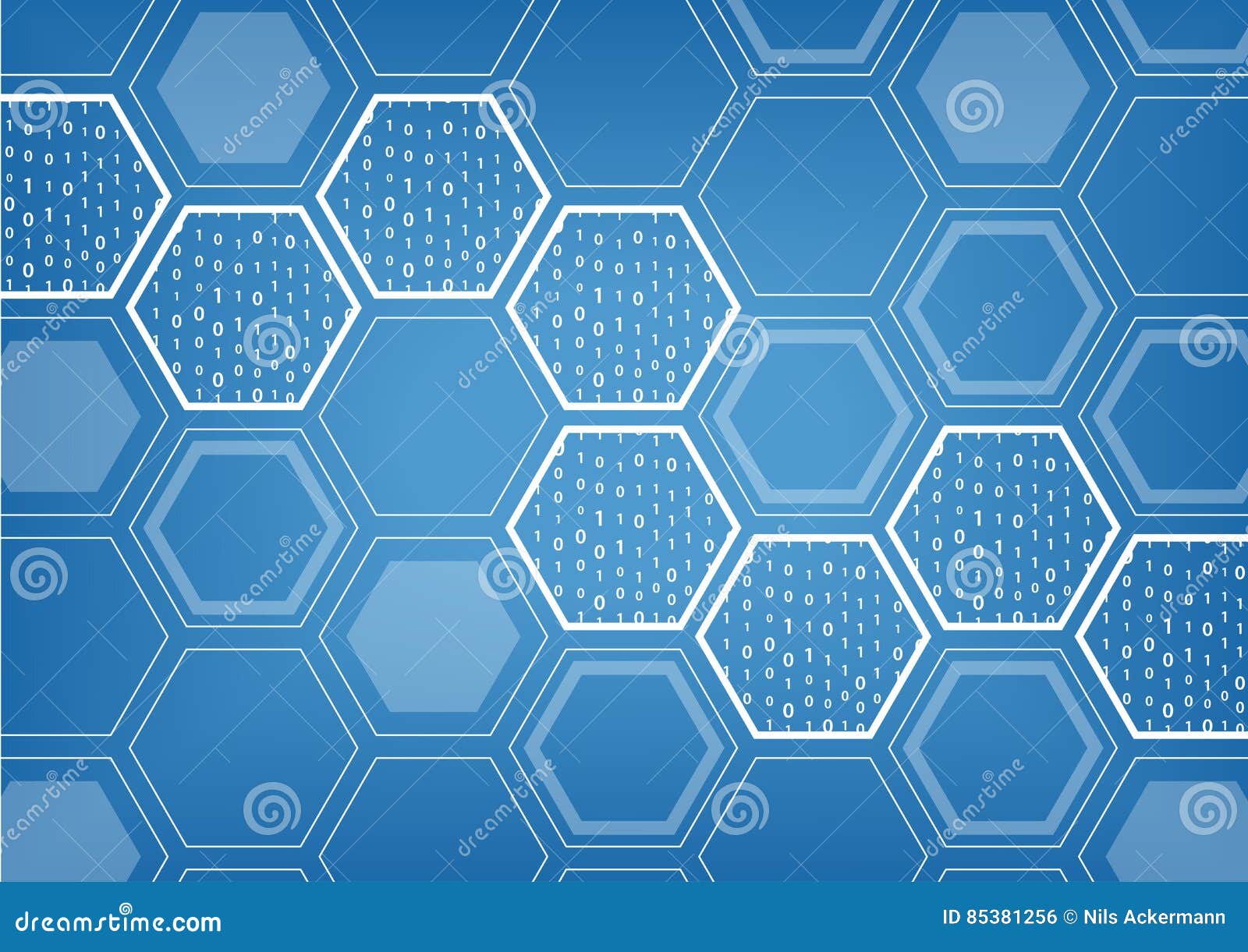 Blockchain Blue Background with Hexagonal Shaped Pattern Stock Vector ...