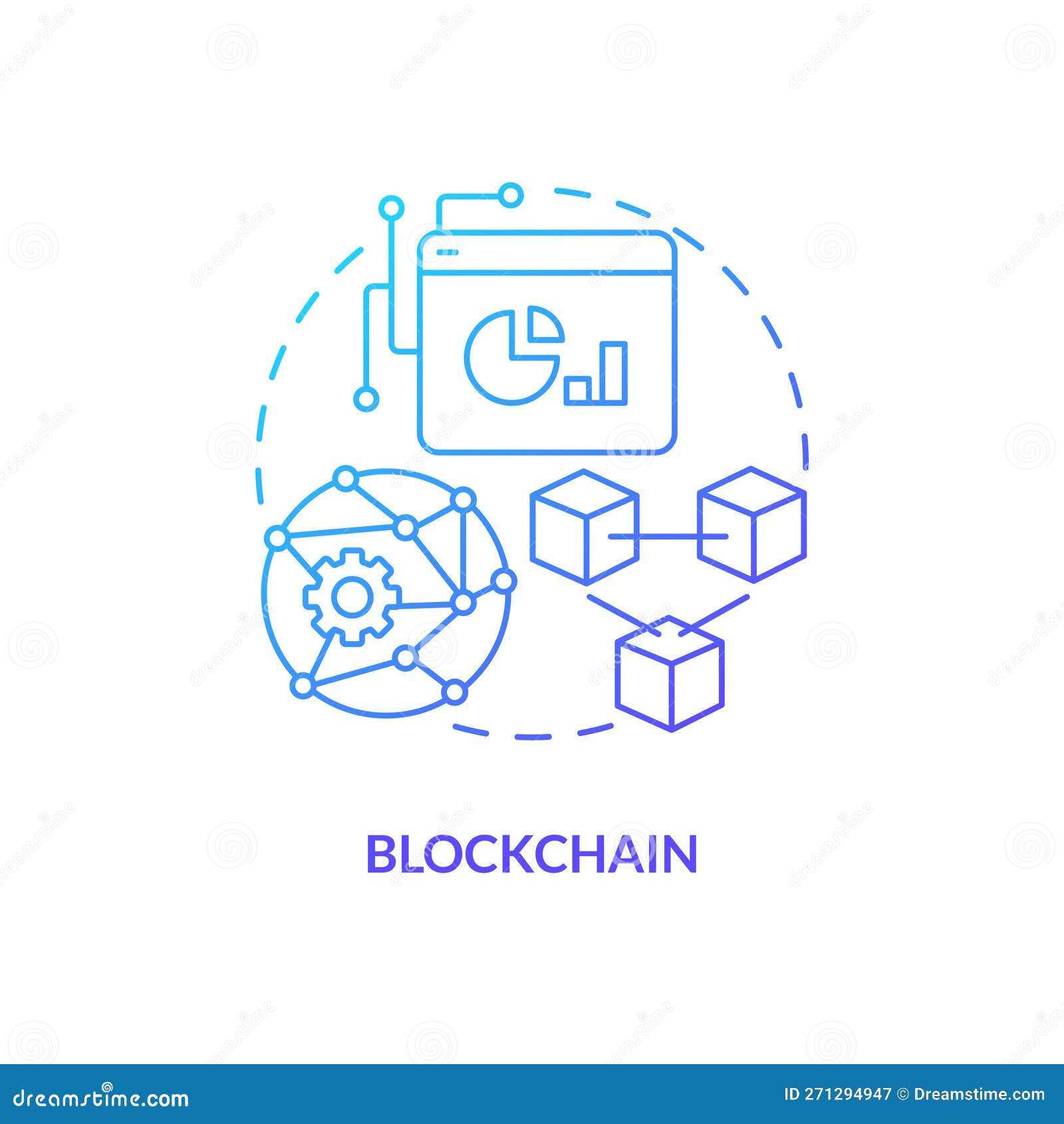 Blockchain Blue Gradient Concept Icon Stock Vector - Illustration of ...