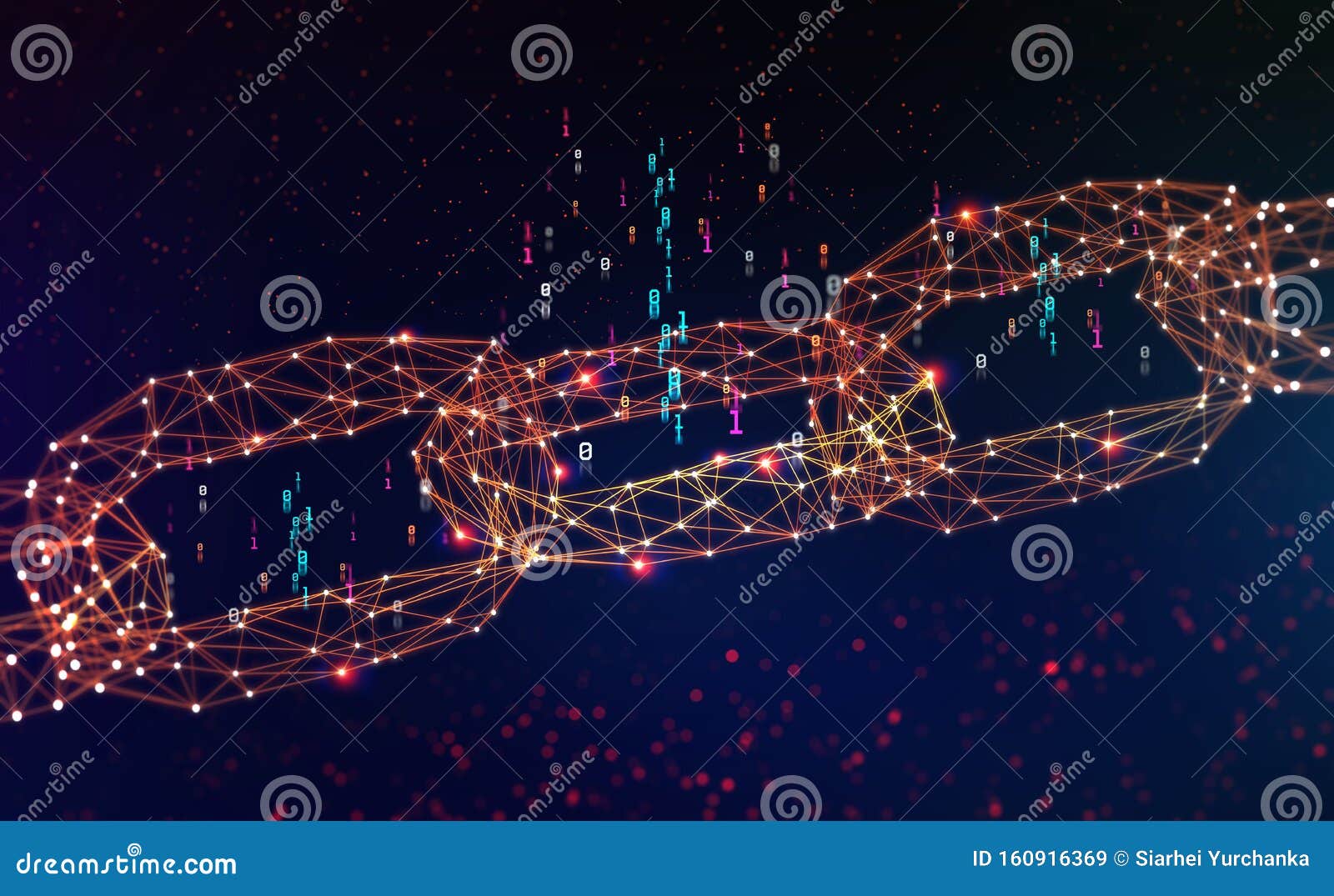 Blockchain. Chain of Information Blocks in Cyberspace Stock ...