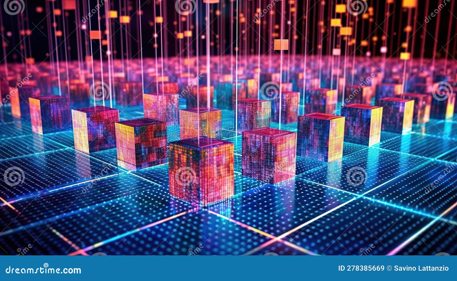 Blockchain Concept. Big Data Binary Code Futuristic Information ...