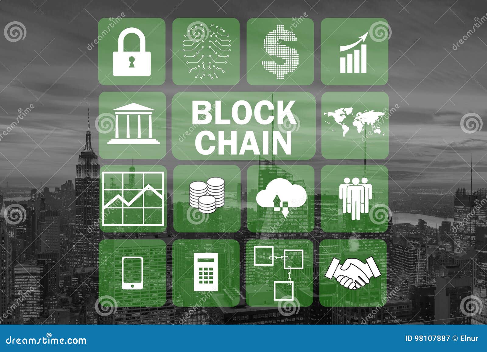 The Blockchain Concept in Database Management Stock Illustration ...