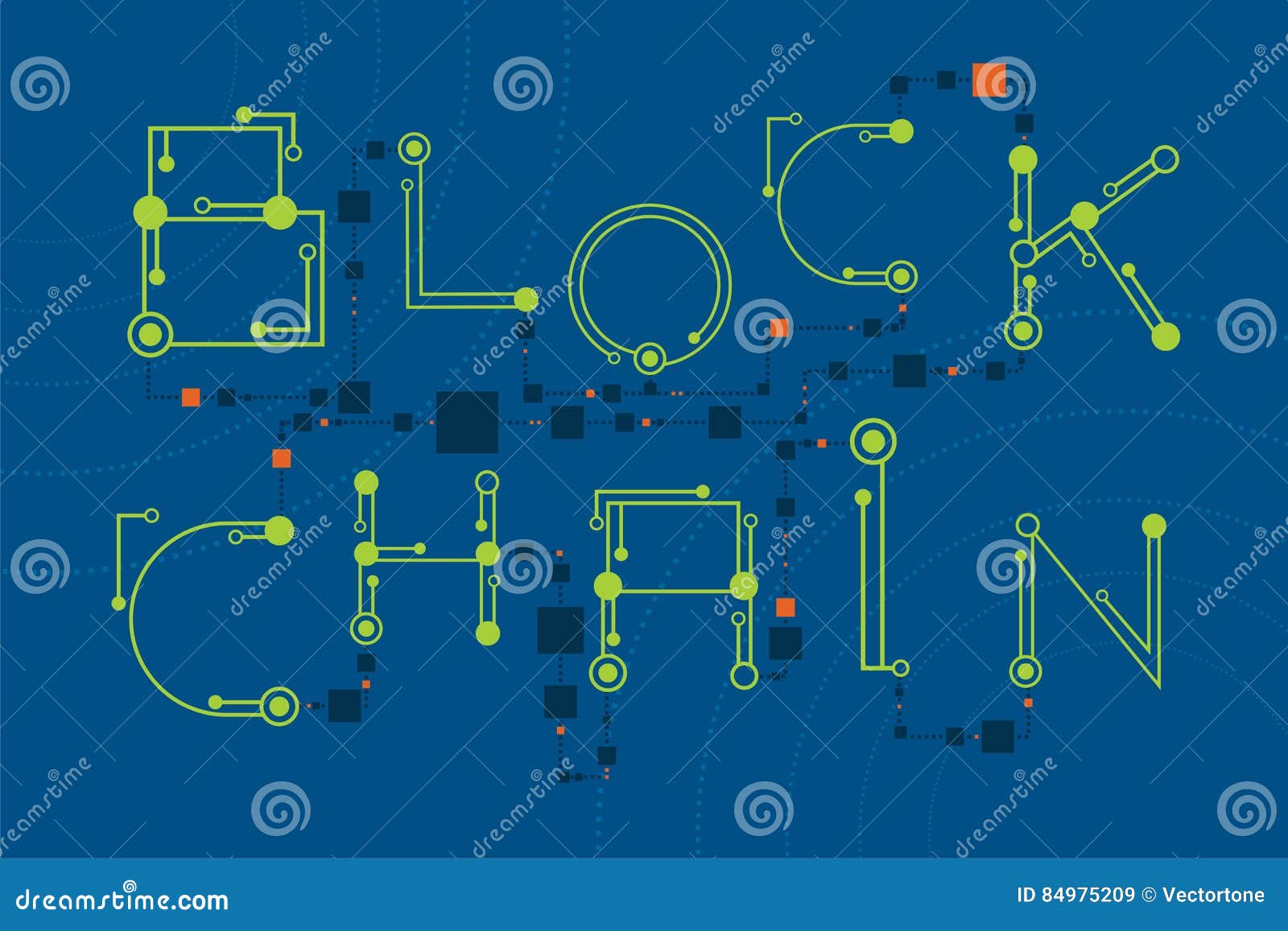 Blockchain Concept with Digital and Electronics Font Style. Stock ...
