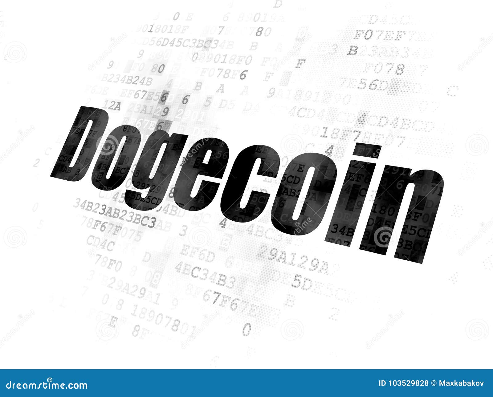 Blockchain Concept: Dogecoin on Digital Background Stock Illustration ...