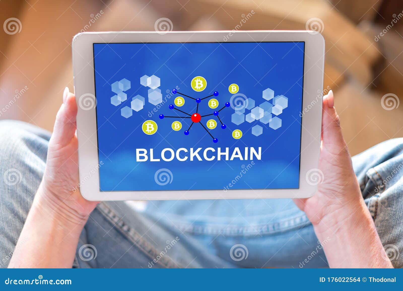 Blockchain Concept on a Tablet Stock Photo - Image of block, banking ...