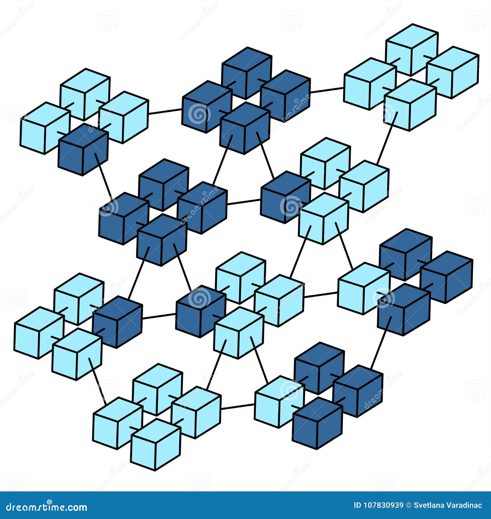 Isometric Block Chain Networking Vector. Stock Vector - Illustration of ...