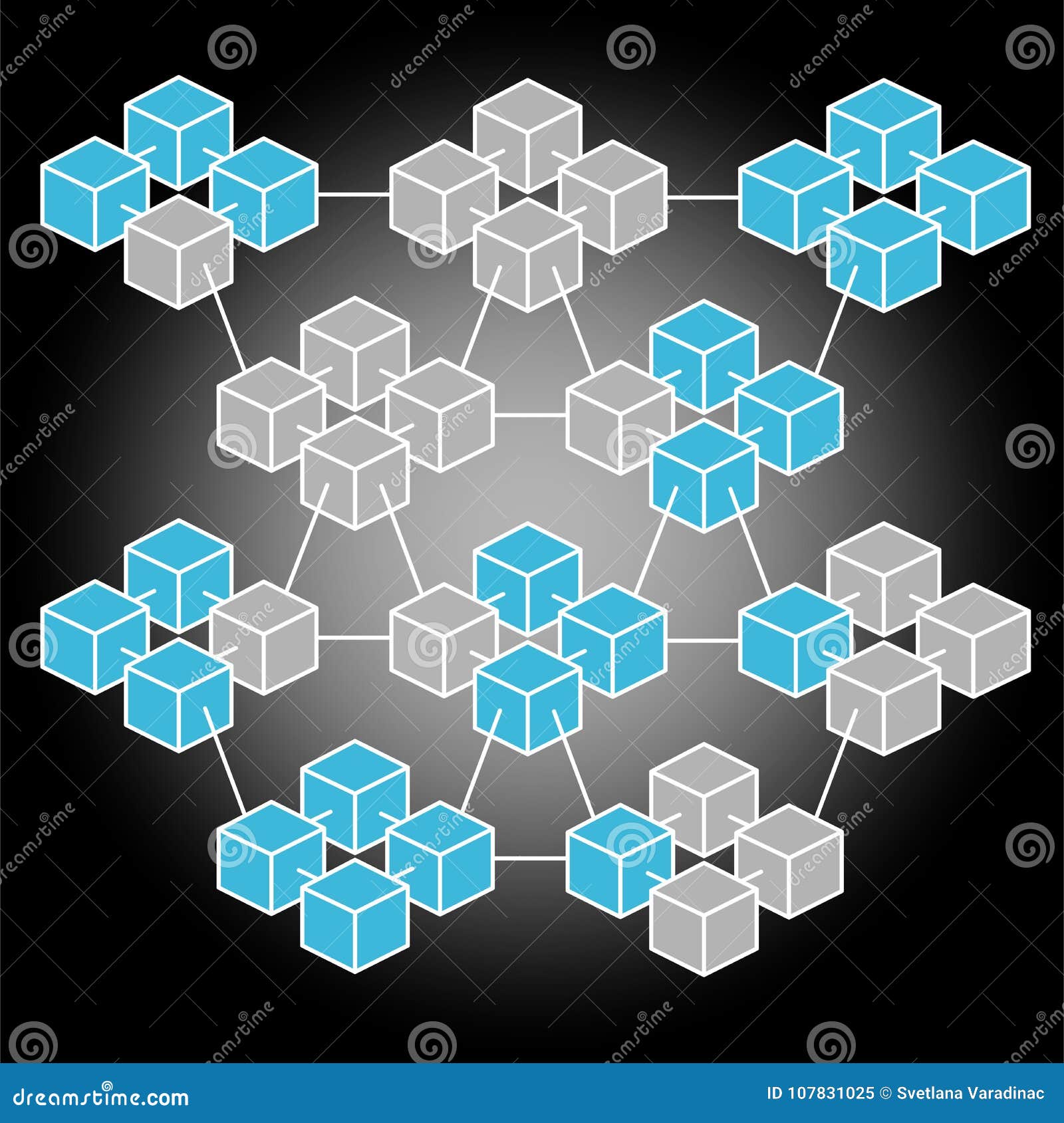 Isometric Block Chain Networking Vector. Stock Vector - Illustration of ...