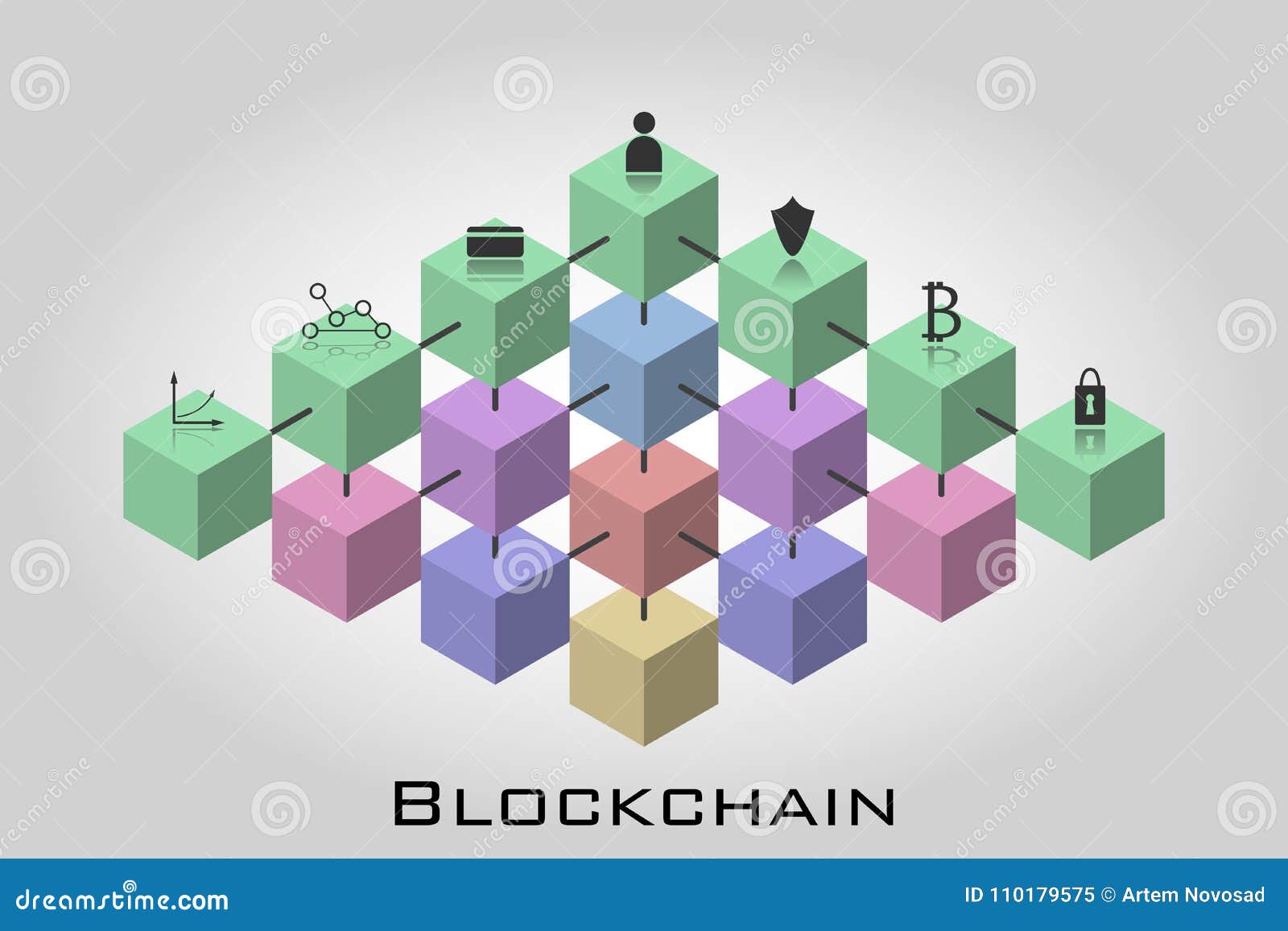 Blockchain Concept of Virtual Protection Stock Vector - Illustration of ...