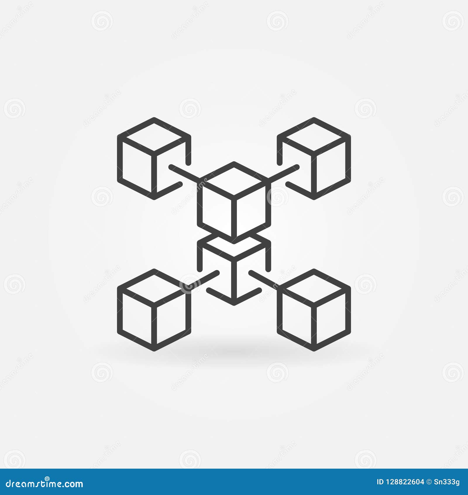 Blockchain Crypto Technology Vector Outline Icon Stock Vector