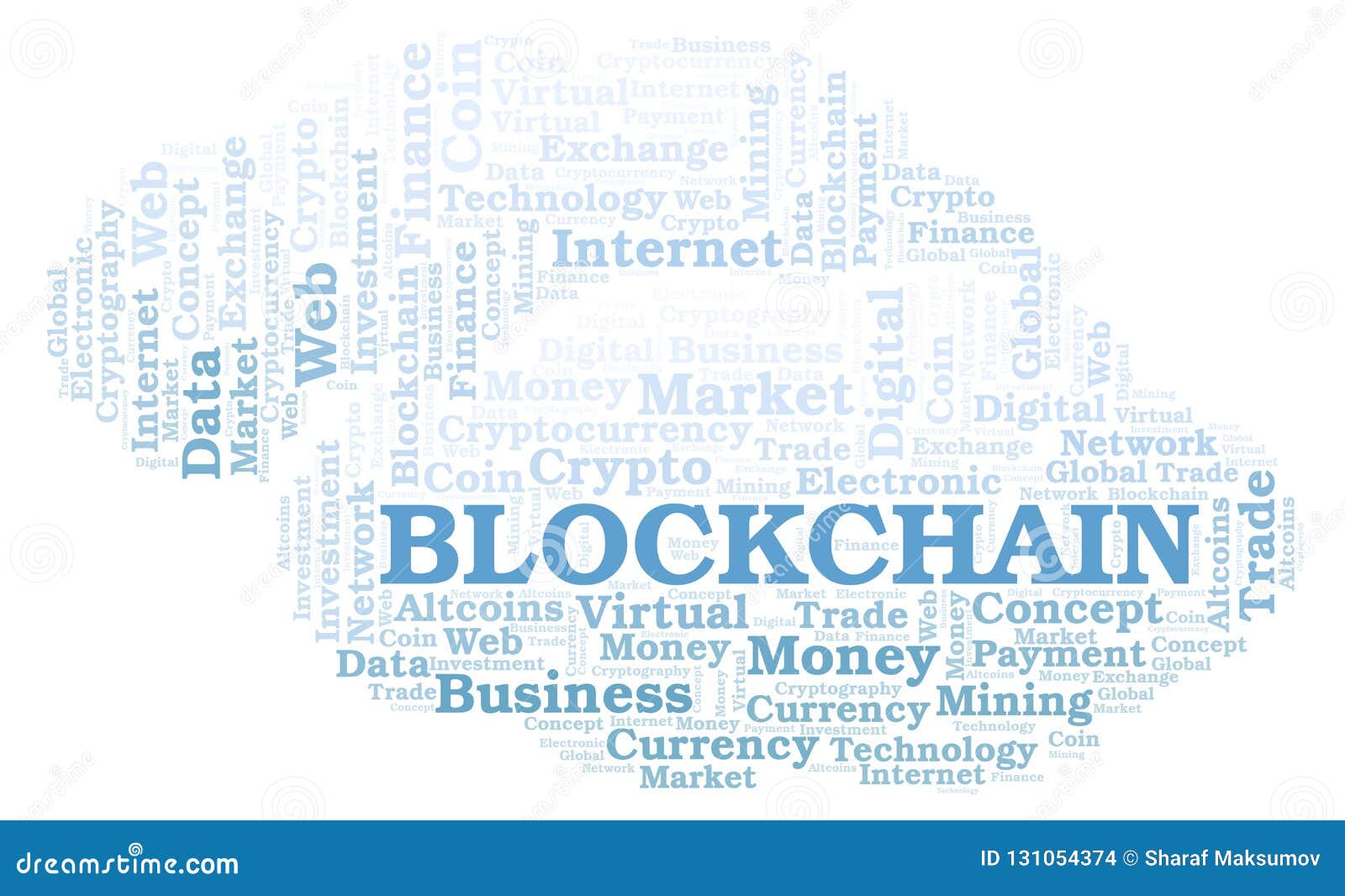 Blockchain Cryptocurrency Coin Word Cloud. Stock Illustration ...