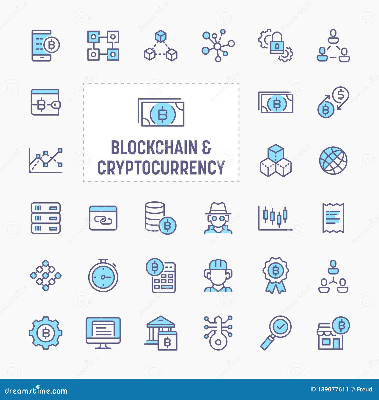 Blockchain & Cryptocurrency Icon Set Stock Vector - Illustration of ...