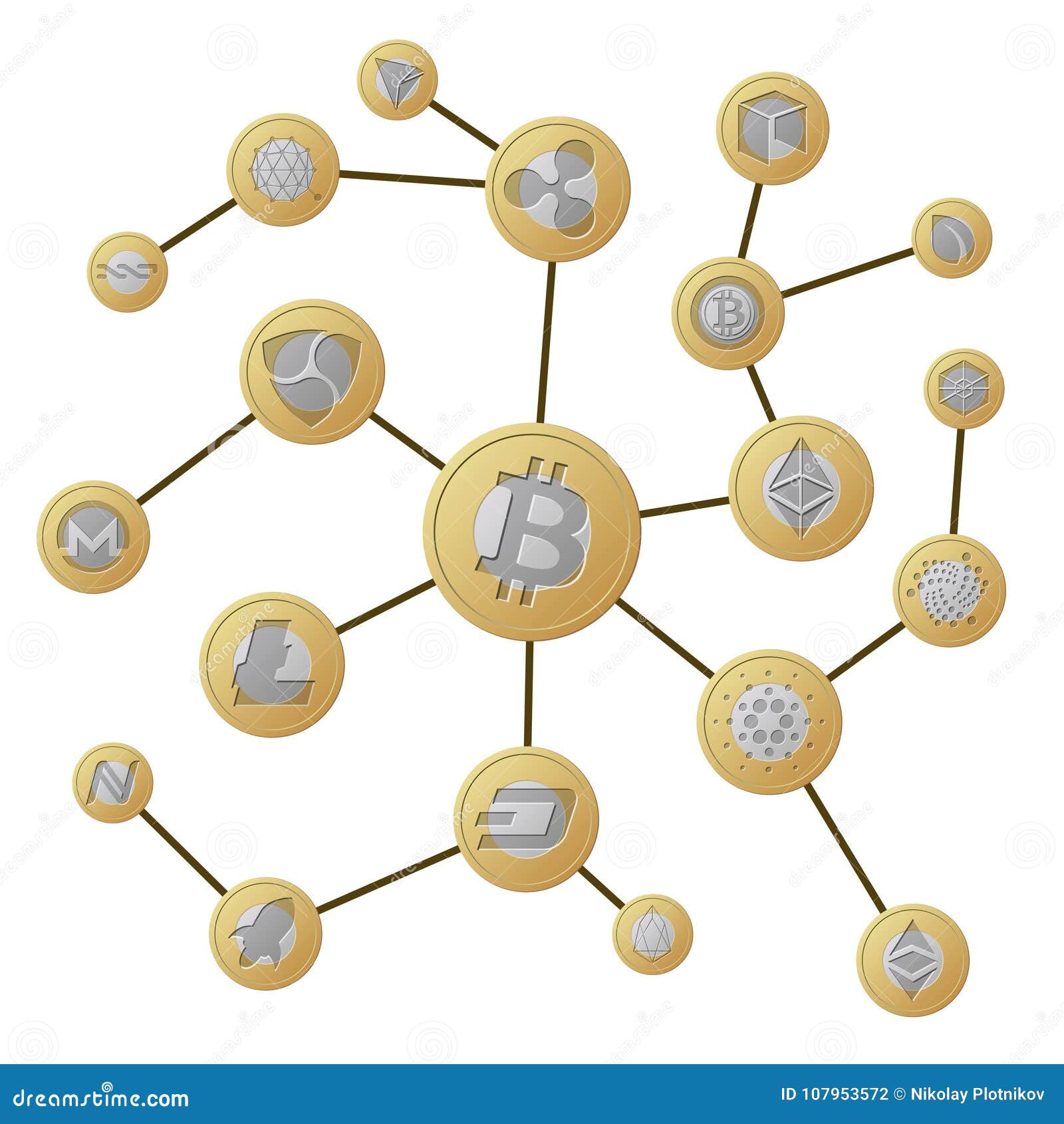 Blockchain. Cryptocurrency Internet Transaction Concept. Gold Silver ...