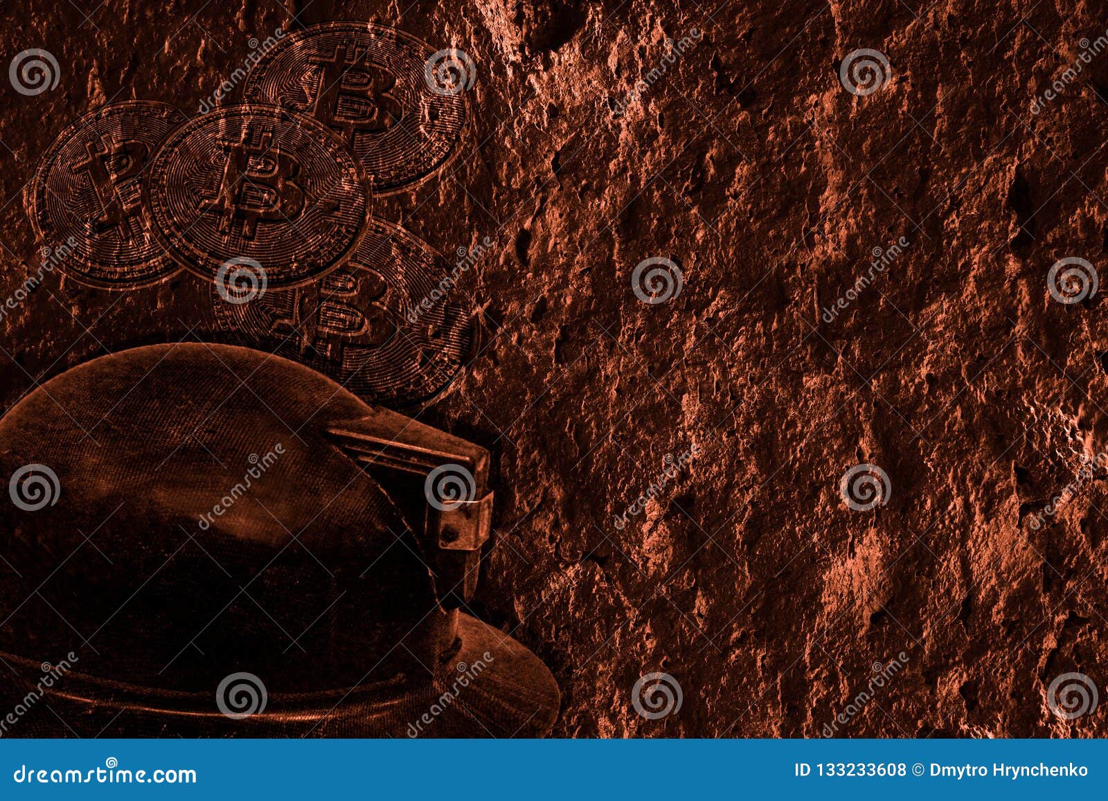 Blockchain Cryptocurrency Mining Technology Background. Bitcoin Symbols ...