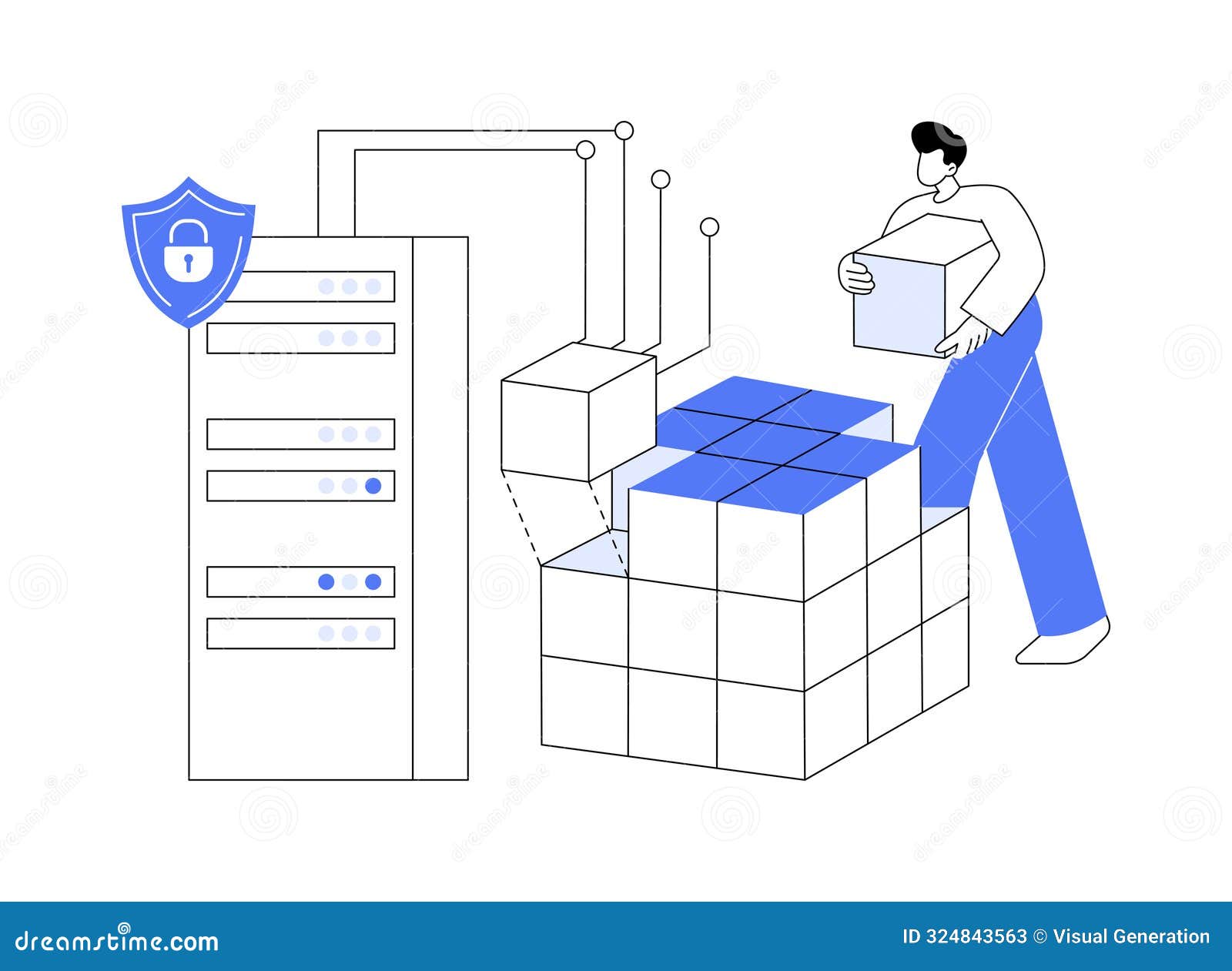 Blockchain Cybersecurity Isolated Cartoon Vector Illustrations ...