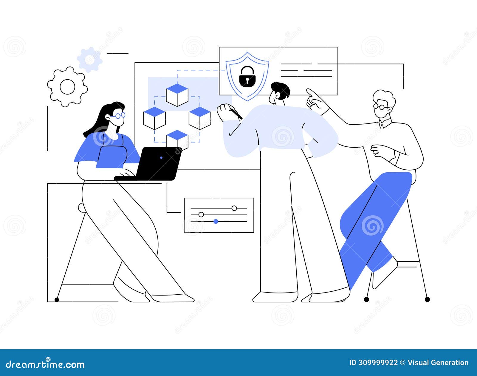 Blockchain Cybersecurity Isolated Cartoon Vector Illustrations ...