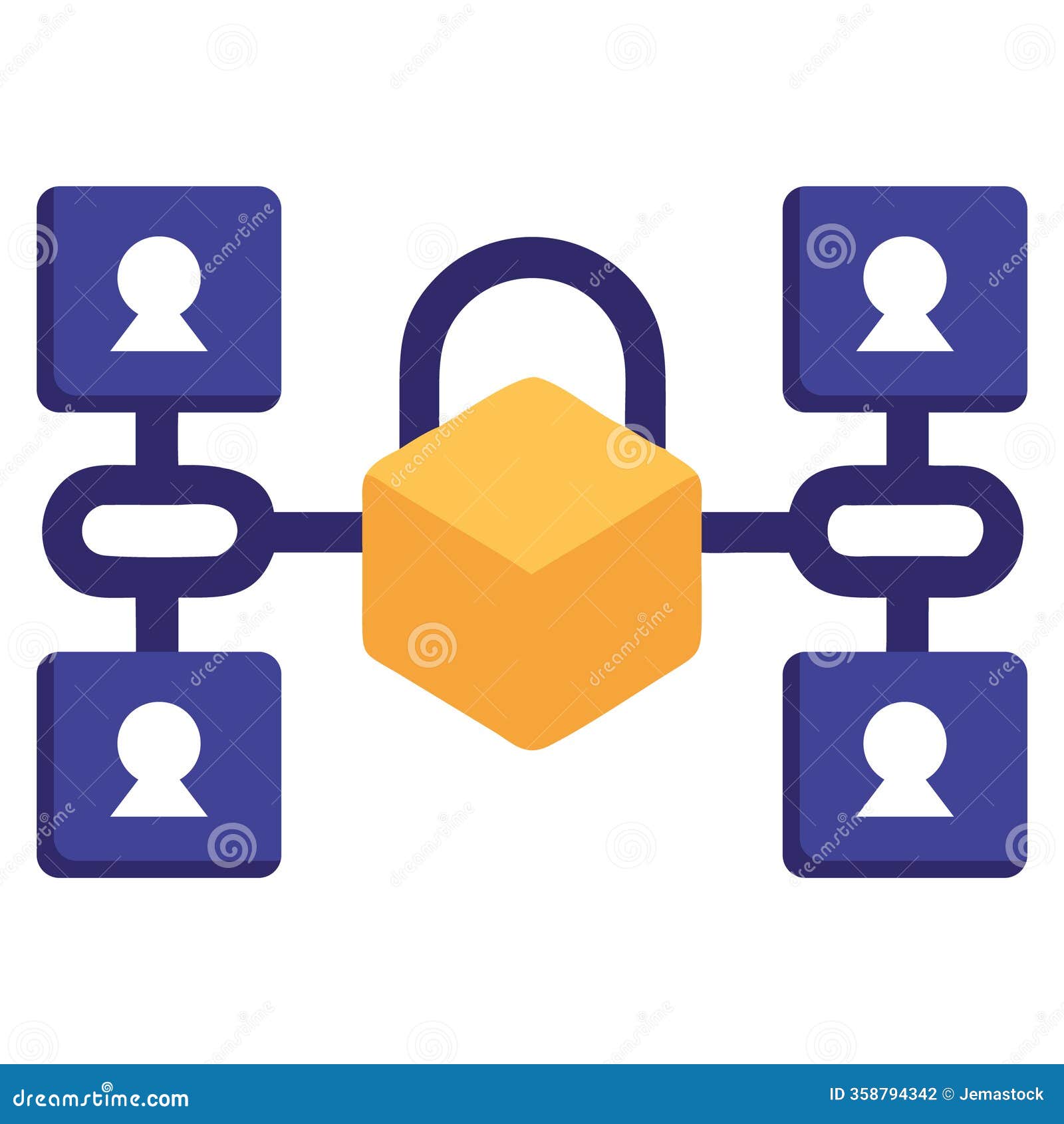 Blockchain Cybersecurity Isolated Cartoon Vector Illustrations ...