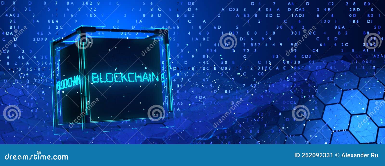 Blockchain on a Dark Cube. Blockchain Technology with Abstract ...