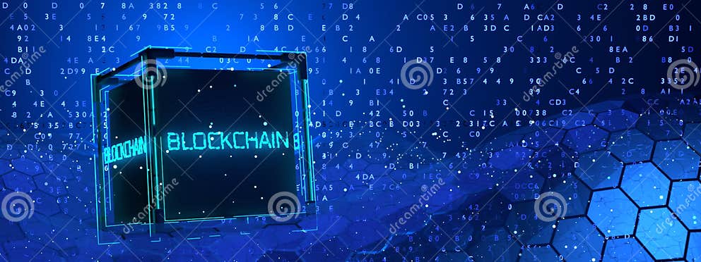 Blockchain on a Dark Cube. Blockchain Technology with Abstract ...