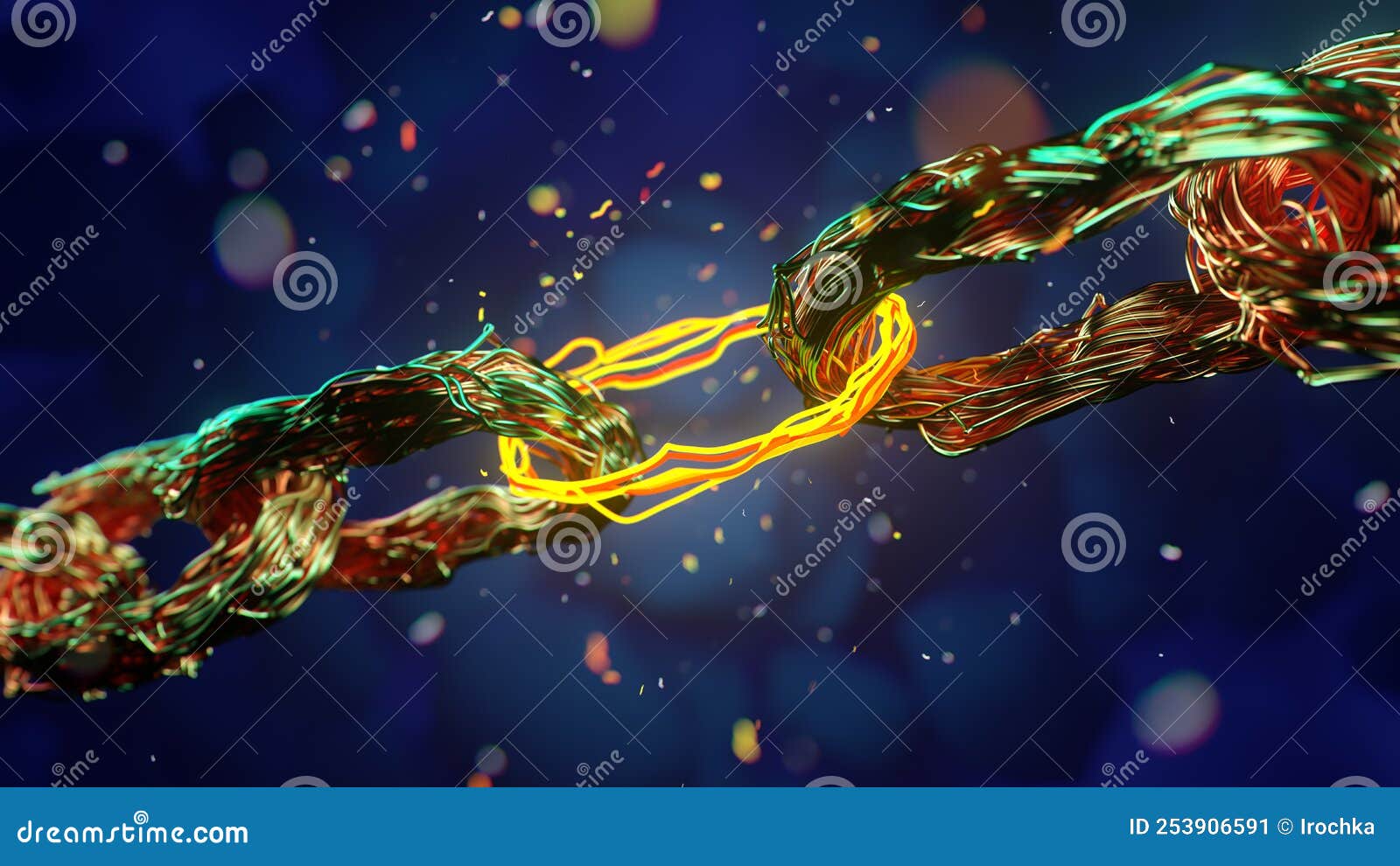 Blockchain Digital Chain, Beautiful Abstract Copper Coil Wiring . 3d ...
