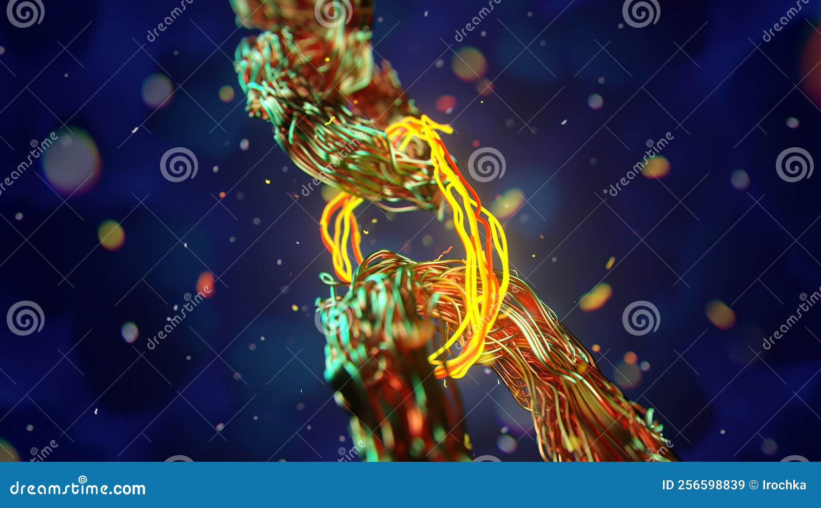 Blockchain Digital Chain, Beautiful Abstract Copper Coil Wiring . 3d ...