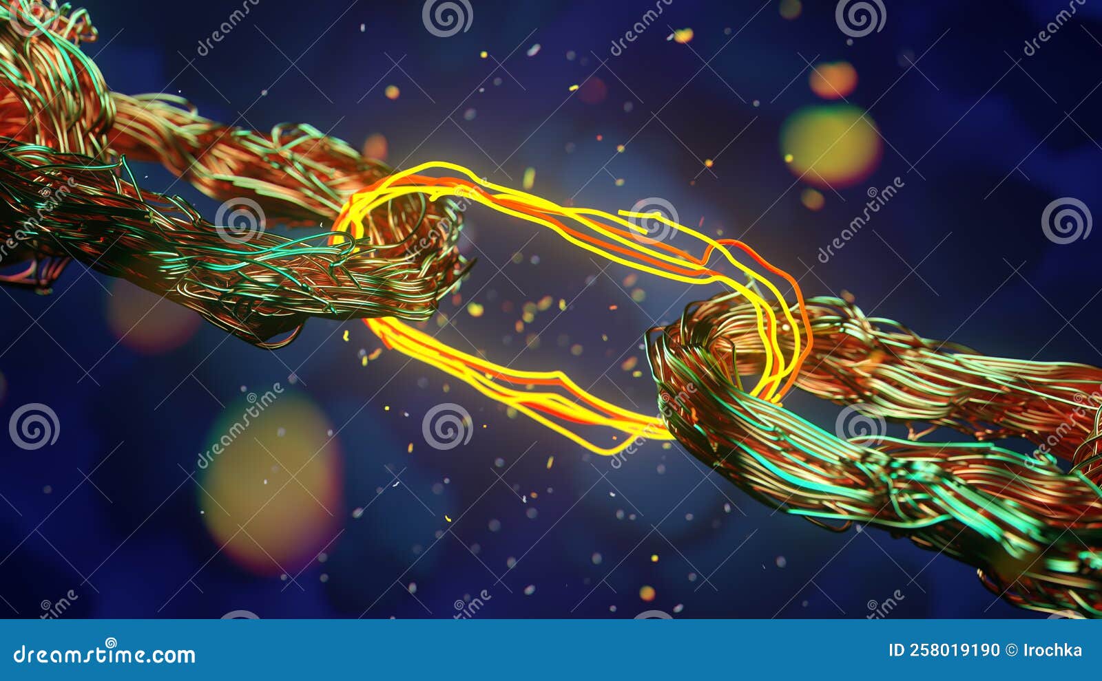 Blockchain Digital Chain, Beautiful Abstract Copper Coil Wiring . 3d ...