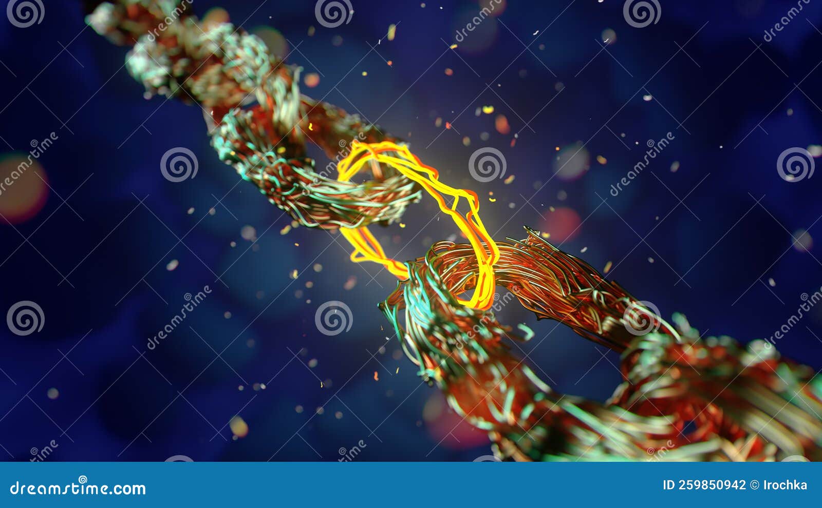 Blockchain Digital Chain, Beautiful Abstract Copper Coil Wiring . 3d ...